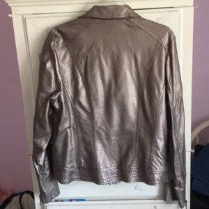 Dress Barn | Jackets & Coats | Bronze Metallic Faux Leather Jacket ...
